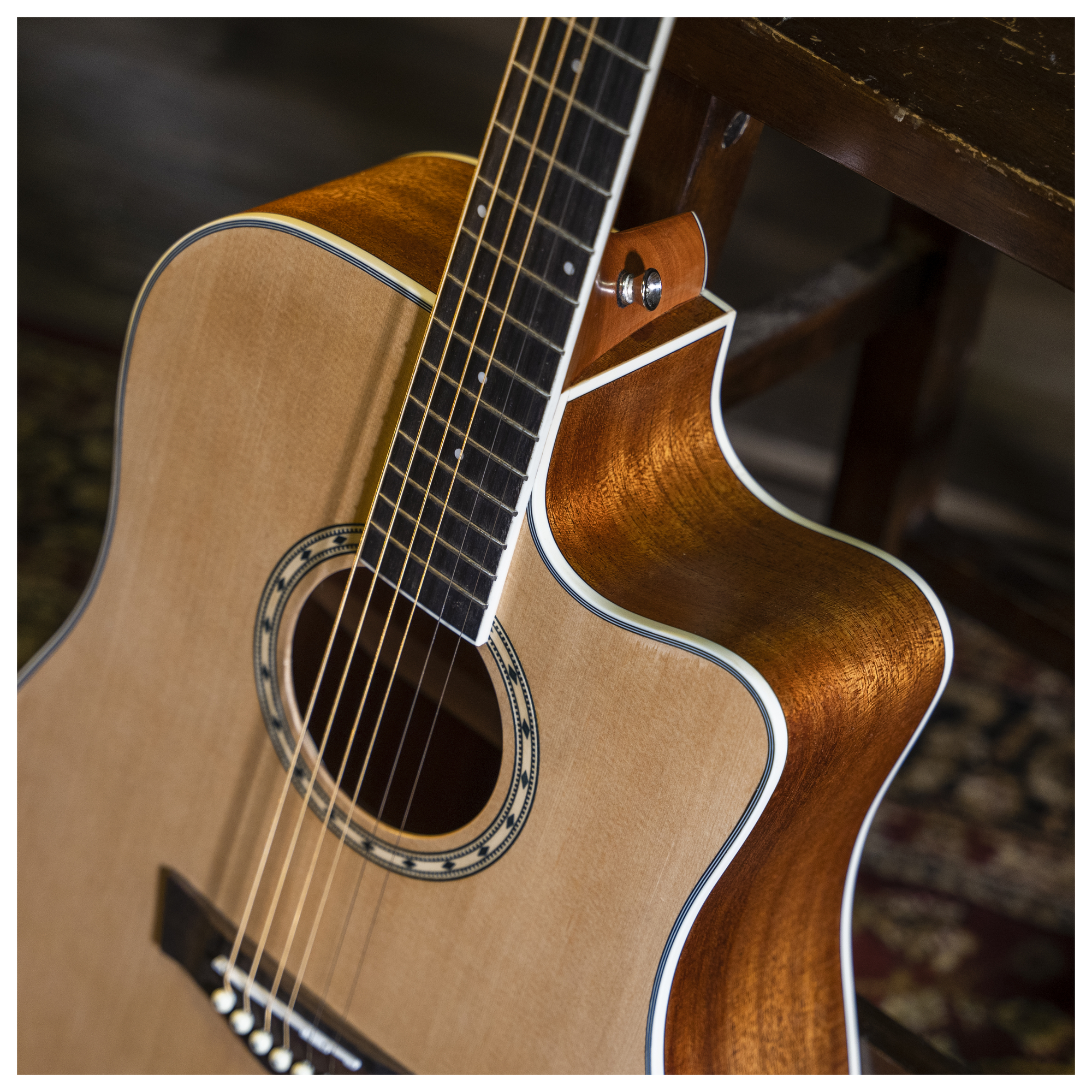 Delta Woods® DW-2 CE™ Solid Top Cutaway Acoustic-Electric Guitar with ...