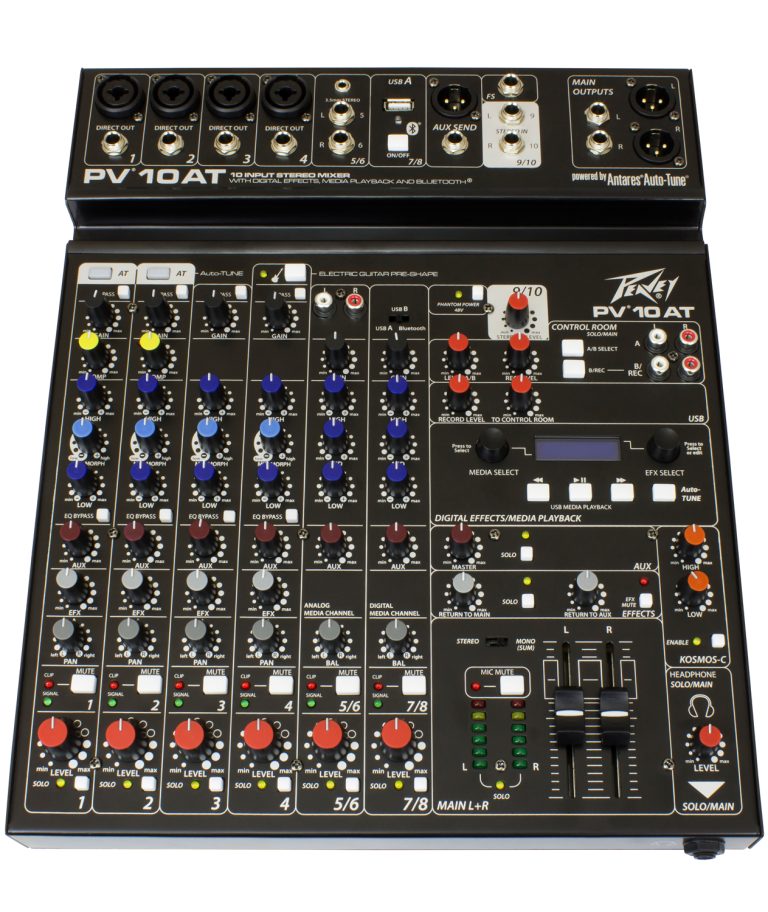 PV® 10 AT 10 Channel Compact Mixer with Bluetooth and Antares® Auto-Tune - Peavey
